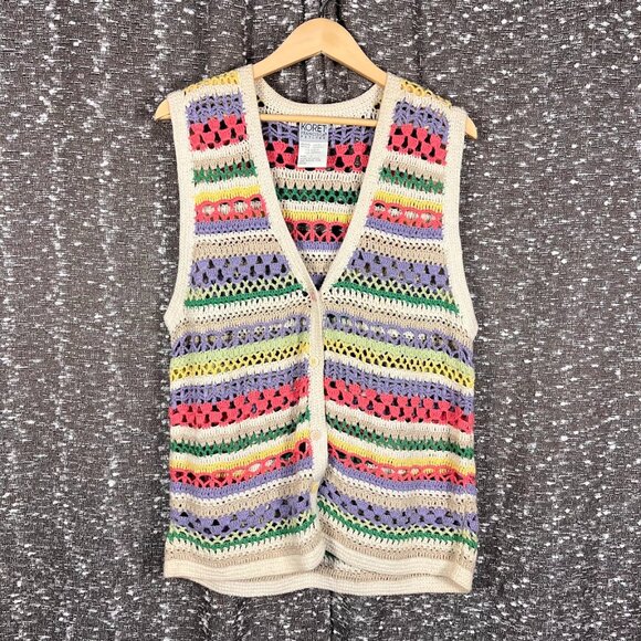 Koret | Sweaters | Koret Francisca Crochet Vest Women Size P Pastel ...